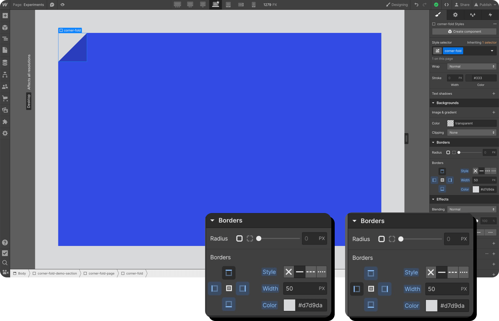 How to add a corner fold in Figma & Webflow